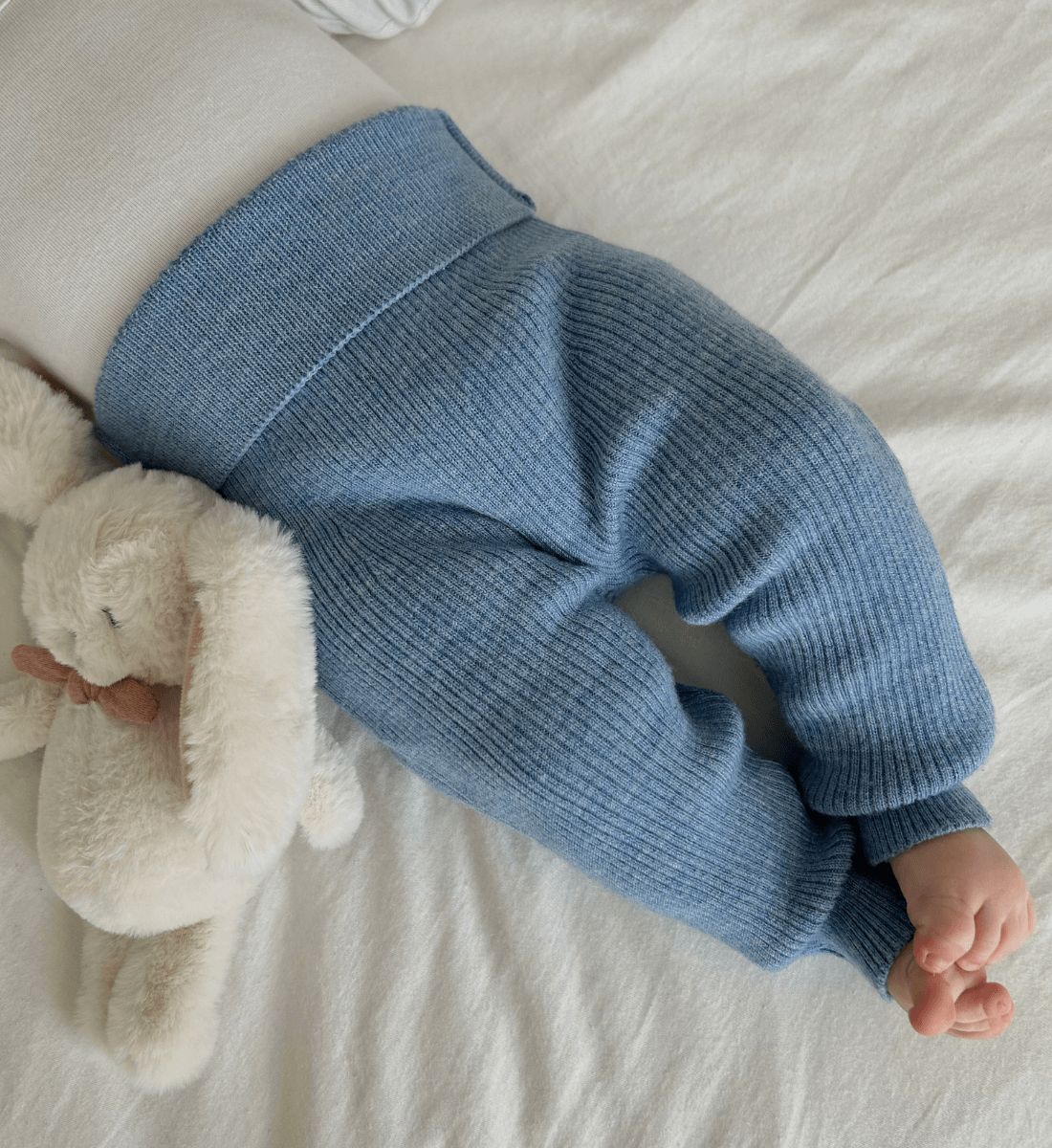 Lil' Leo: Leggings in Blau Melange aus 100% Merinowolle